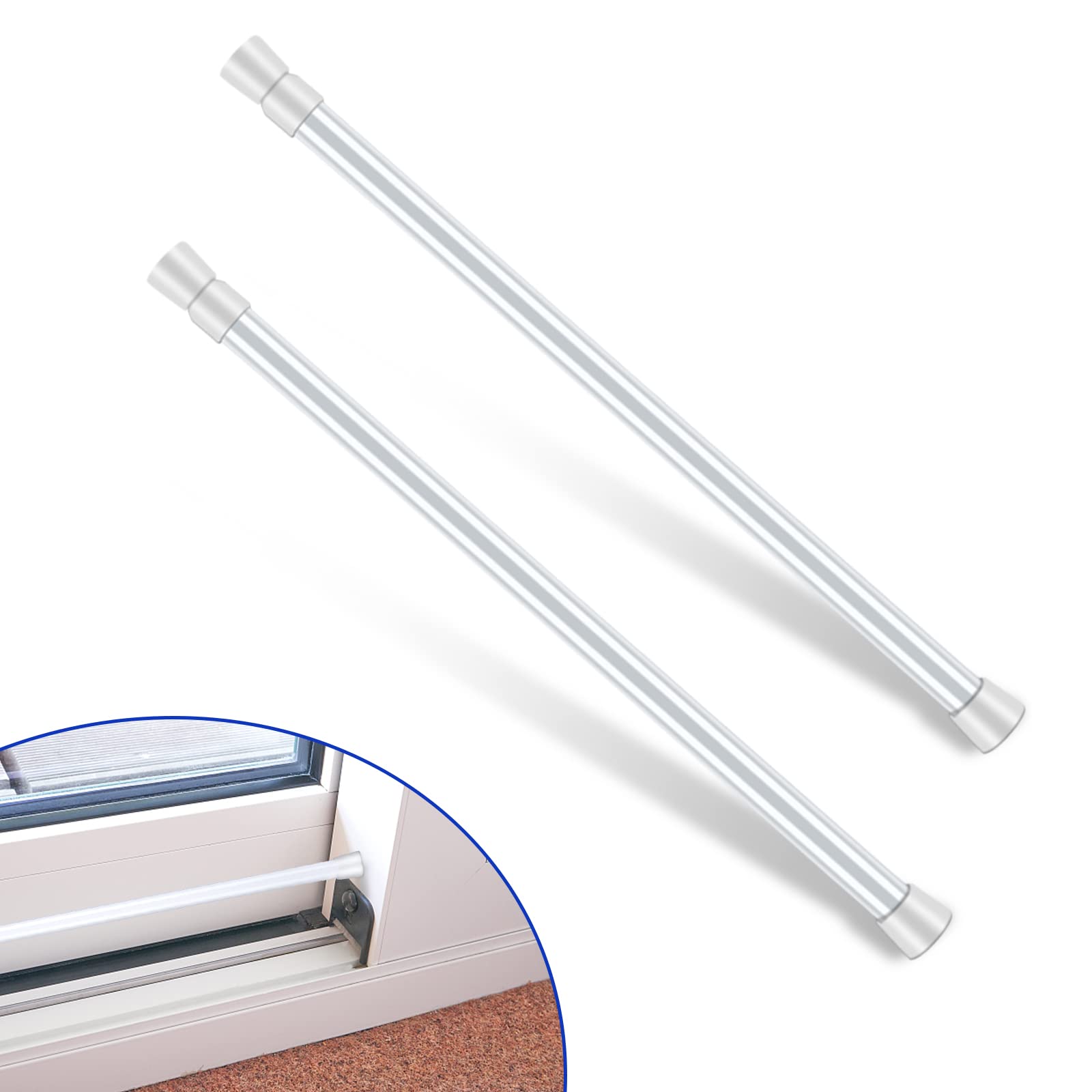 Ikotich 2pcs Sliding Door Security Bar, Window Security Bars, Sliding Glass Door Security Bar, Patio Door Lock,Security Bar for Windows, Door(23.6-43.3inch)
