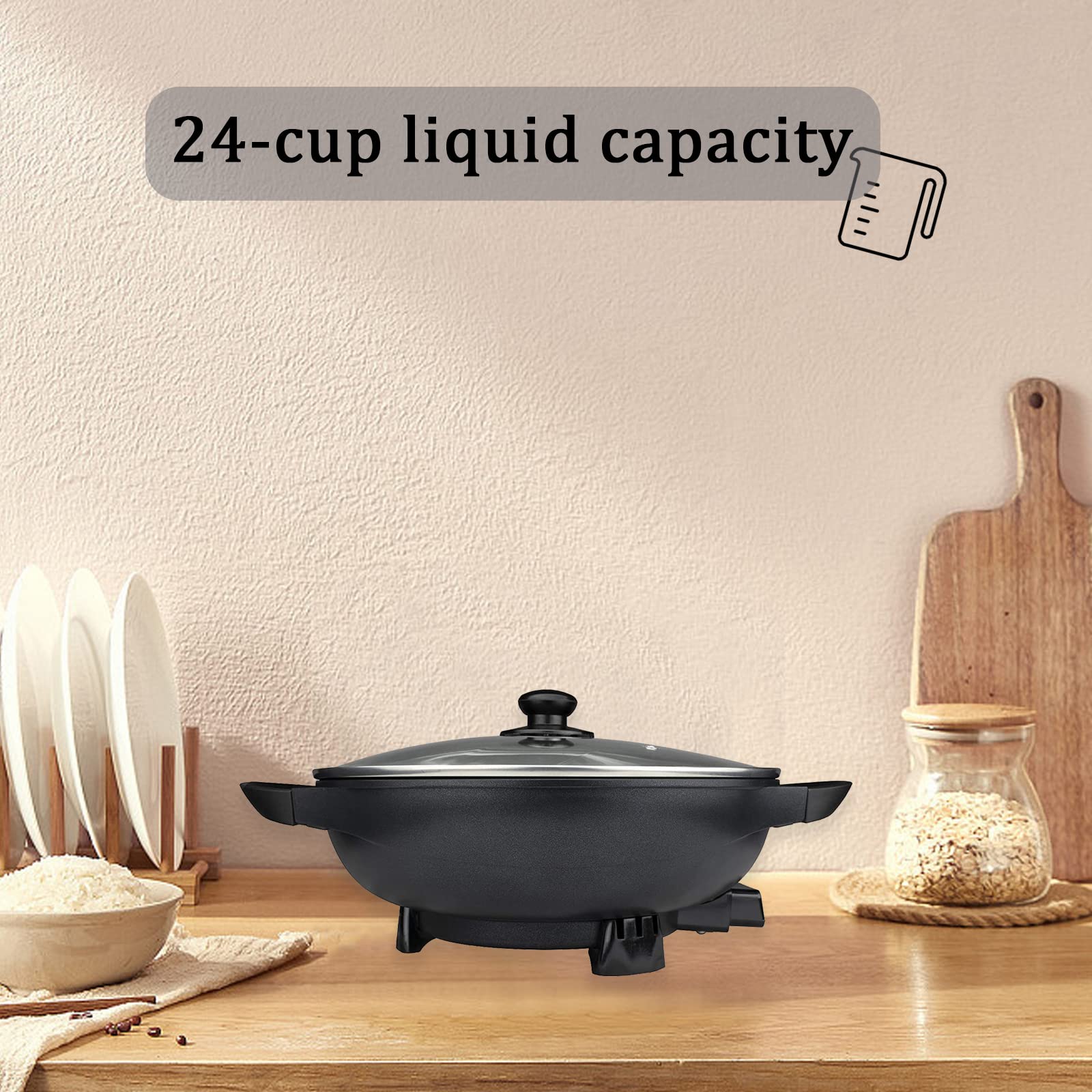 Nonstick Electric Skillet - with Vented Glass Lid (13-In, 6Qt)