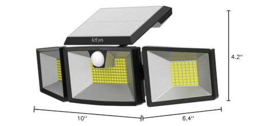 KOLYES Solar Lights Outdoor - 2 Pack, 214 LED 2200LM Ultra Bright Wireless Solar Motion Sensor Lights Outdoor with 3 Modes, Adjustable & Wide Lighting Area, IP65 Waterproof Durable LED Flood Lights