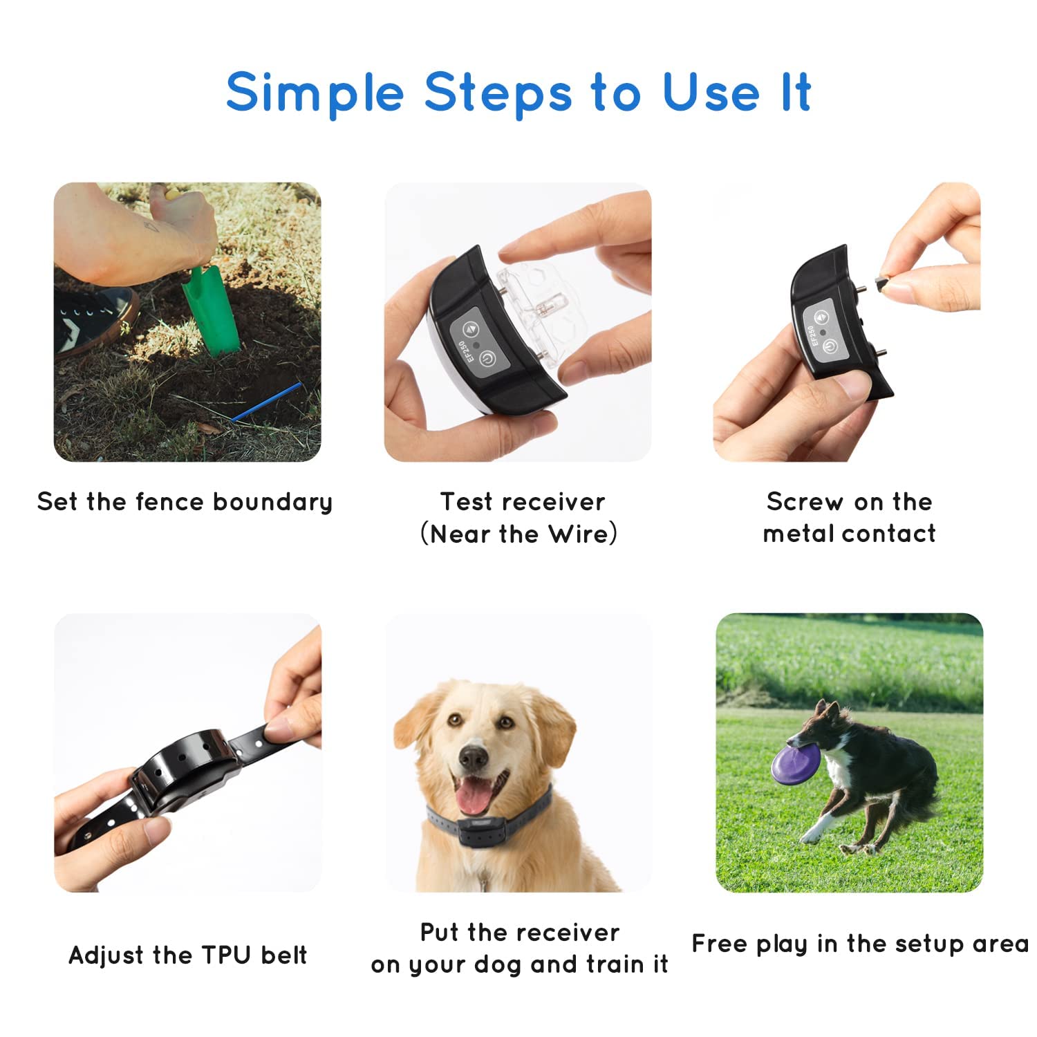 In-Ground Dog Fence System for Dogs and Cats, Underground Wired Electric Pet Fence Containment System with Waterproof & Rechargeable Training Collar (1 Set)