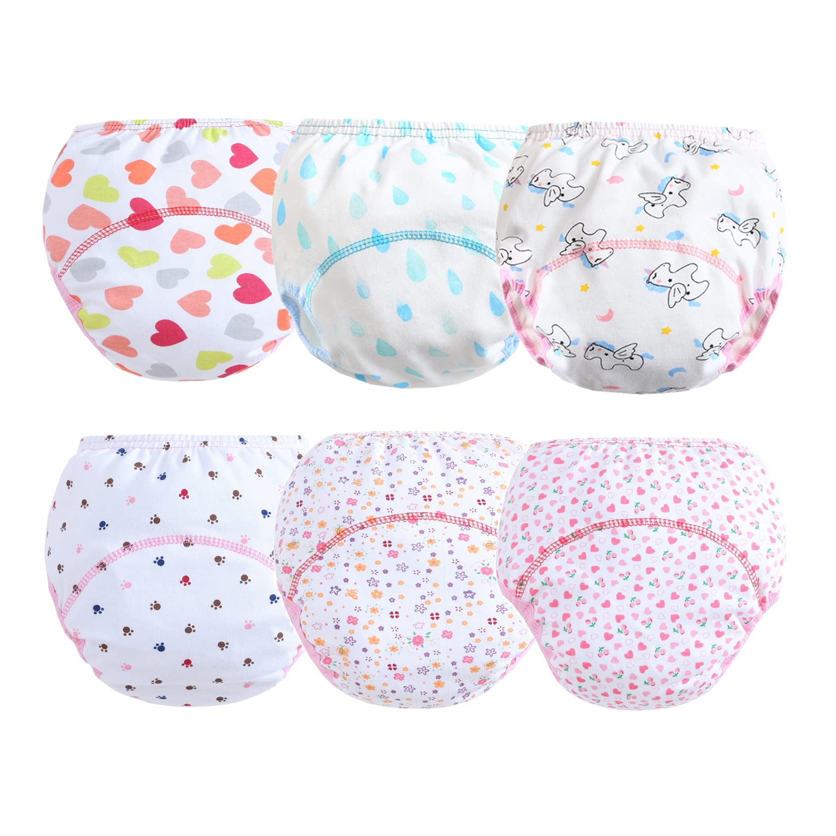 Orinery Cotton Reusable Baby Training Pants Unisex Potty Toddler Underpants Kids Waterproof Breathable Underwear 6-Pack (KT005-A, 2-3T)