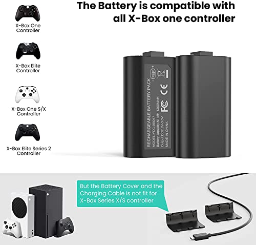 YCCSKY Controller Battery Pack for Xbox One/Xbox Series X|S, 2 X 1200mAh Rechargeable Battery Pack Play and Charge Kit for Xbox One X/S