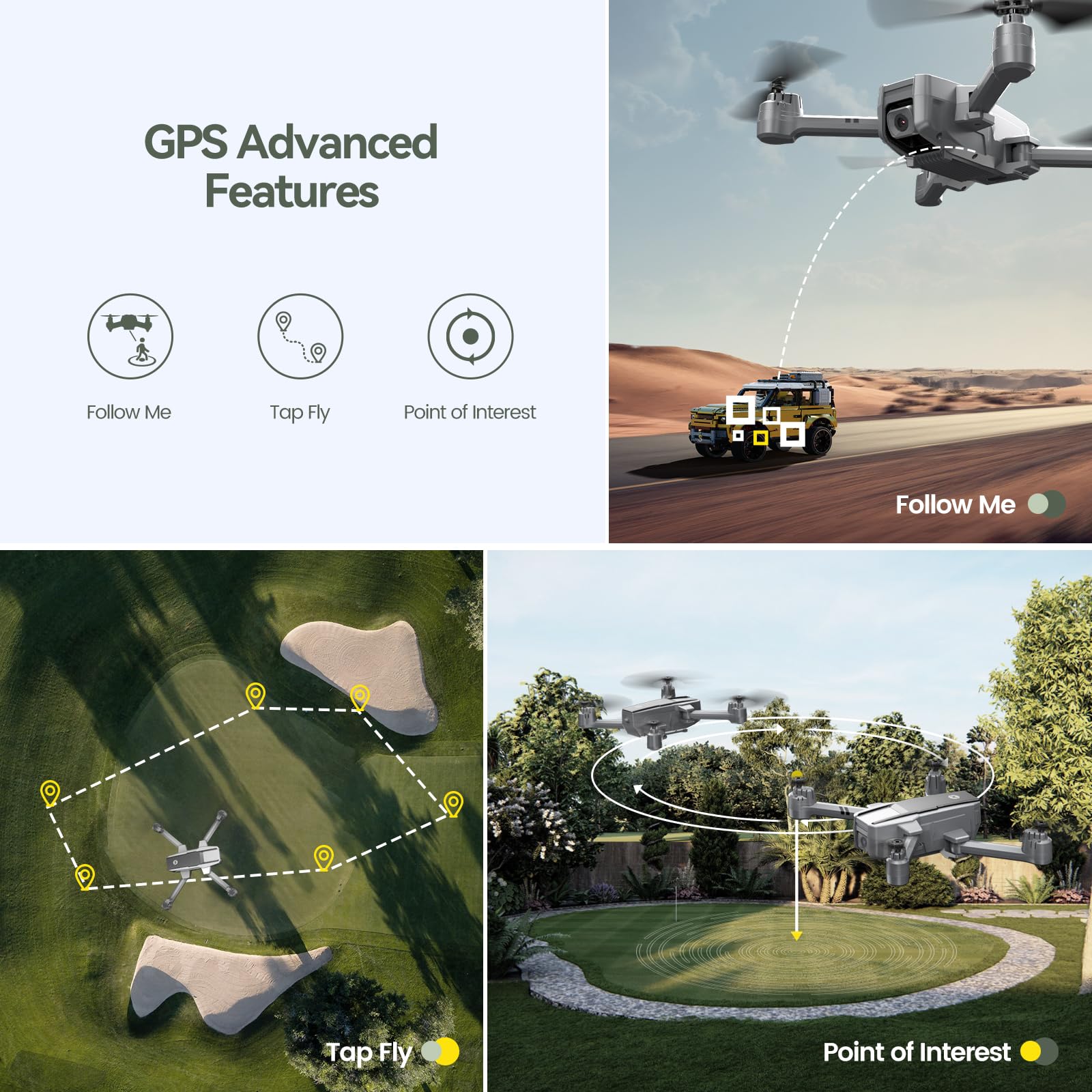 Holy Stone HS440D Drones with Camera for Adults 4K, Foldable GPS Drone with 19Mins Flight Time, Auto Return, Follow Me, Waypoints, 5G Transmission, Under 249g Easy for Beginners