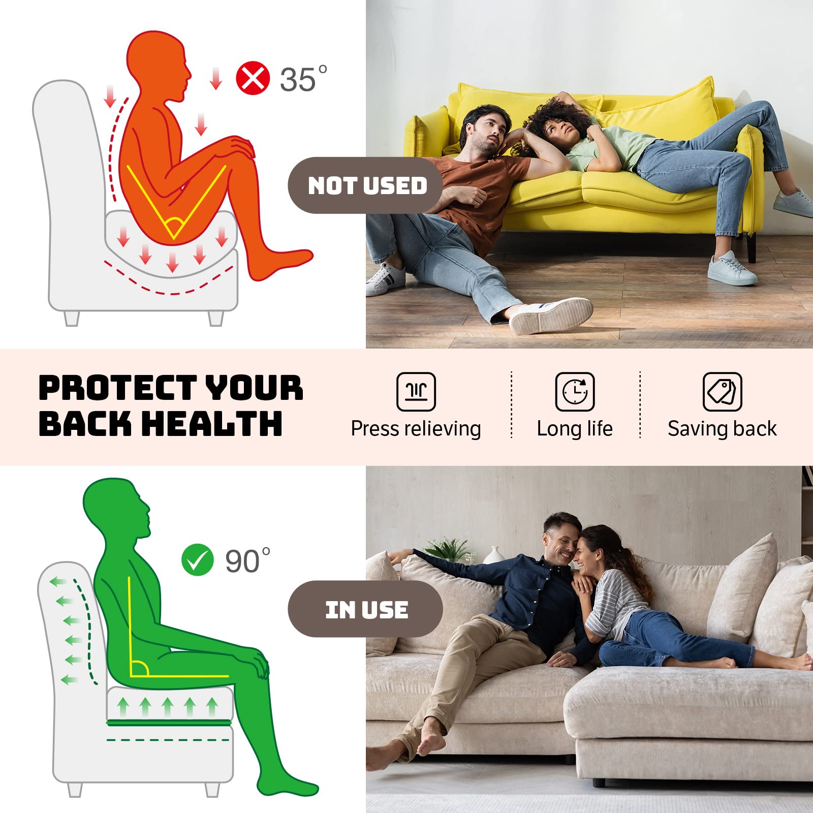Jin&Bao Couch Cushion Support for Sagging, Heavy Duty Solid Wood Sofa Cushion Support 21＂- 45＂ for Loveseat- Couch Supporter Under The Cushions Board 100% Saver Sagging