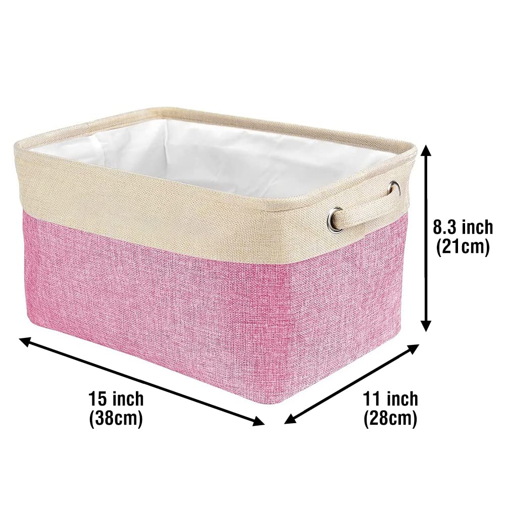 MALIHONG Personalized Foldable Storage Basket with Cute Dog Beagle Collapsible Sturdy Fabric Pet Toys Storage Bin Cube with Handles for Organizing Shelf Home Closet, Pink and White