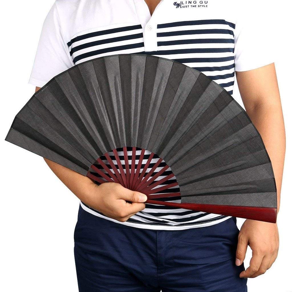 MEING Folding Fan Chinese Classical Style Folding Fan Folding Portable Retro Folding Fan Handheld Fans Wedding Party Gift Hand Folding Fans (Color : Black)
