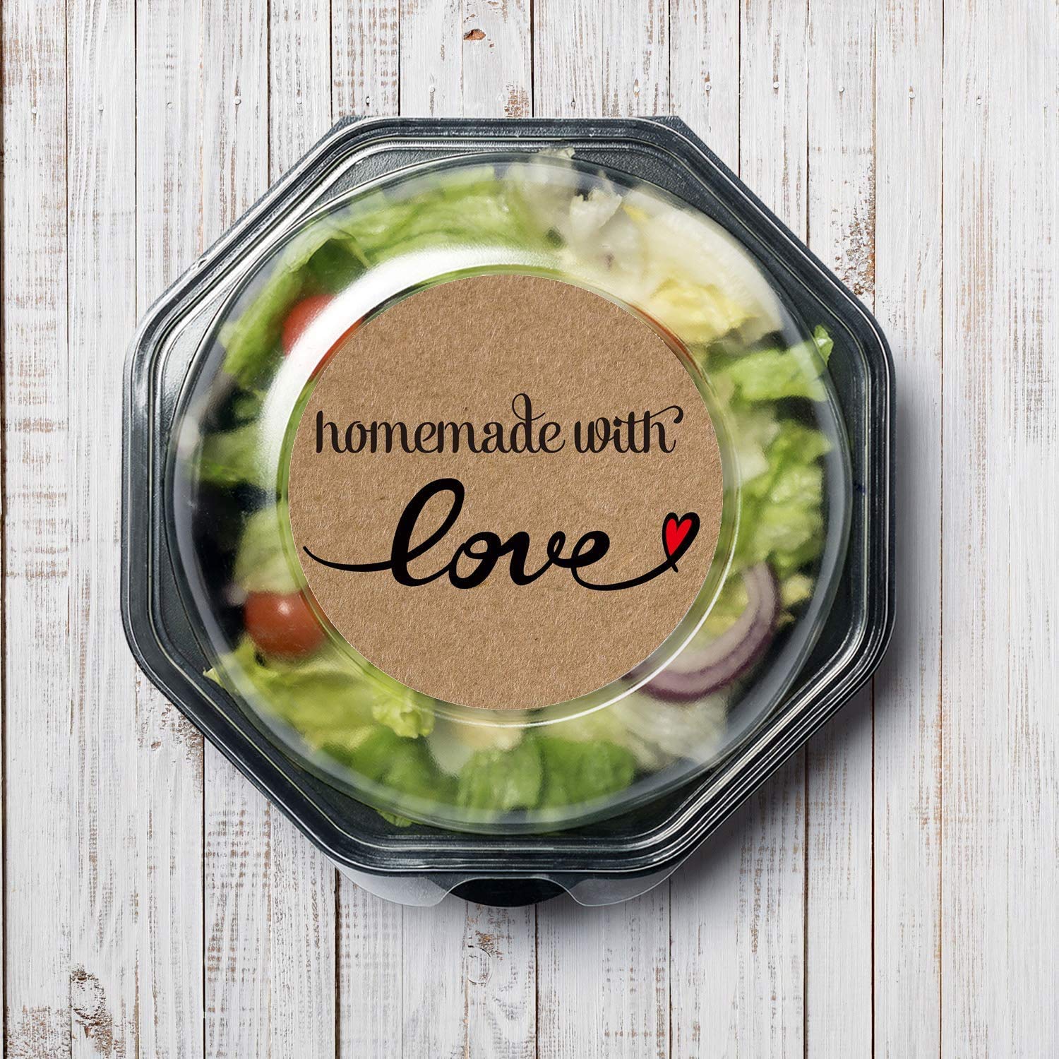 Homemade Love with Stickers - 1.4 inch Kraft Paper Labels, 500 Pack.