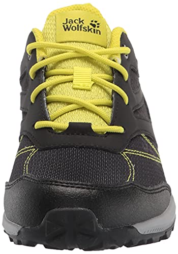 Jack Wolfskin Woodland Low Hiking Shoe Boot, Black/Lime, 2 US Unisex Big Kid