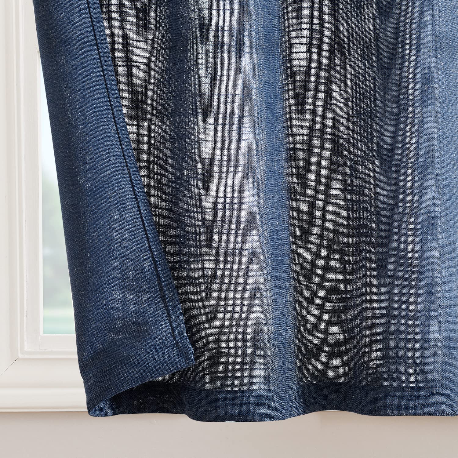 jinchan Kitchen Curtains Linen Small Kitchen Curtains Rod Pocket Kitchen Door Curtains Light Filtering Modern Tier Curtains for Window Treatments Coffee Curtains 2 Panels 24 Inch Length Indigo Blue