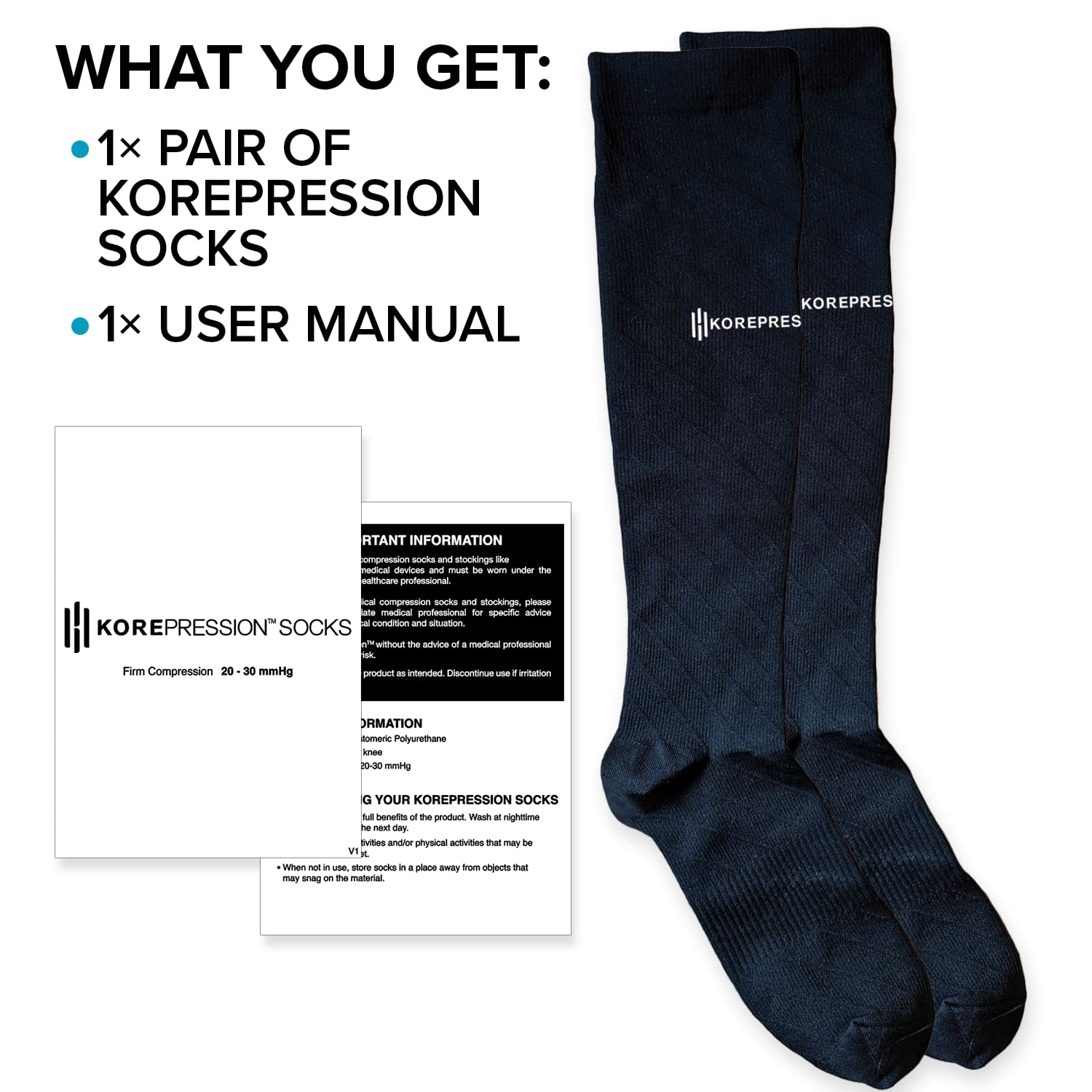 KorePression Compression Socks - (S/M Size) 20-30 mmHg Compression Socks for Women and Men | Women and Mens Compression Socks Relieve Pain & Swelling | Compression Socks for Nurses and Athletes