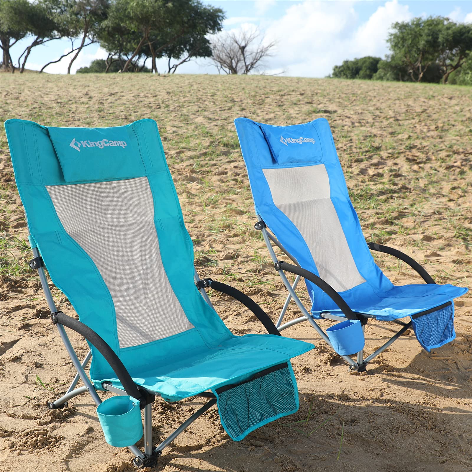 KingCamp KC1912 USVC1 Camping Chairs, One Size, Blue-HIGH BACK-2PACK