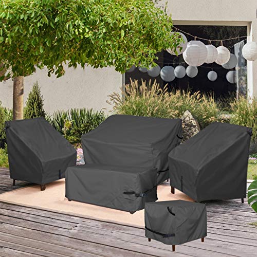 Porch Shield Patio Ottoman Cover - Waterproof Outdoor Square Side Table Covers β 22L x 22W x 18H inch, Black