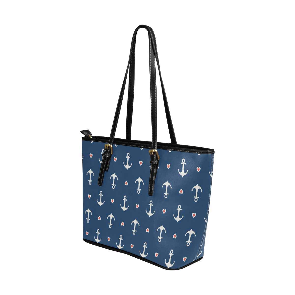 InterestPrint Anchors with Cute Hearts Women Totes Top Handle HandBags PU Leather Purse