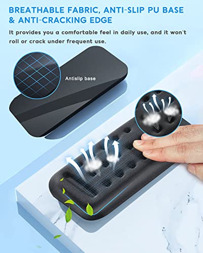 Wrist Rest for Mouse, Mouse Wrist Rest, Lekvey Mouse Pad Wrist Support, Ergonomic Memory Foam Gel Wrist Rest with Massage Holes, Pain Relief Mouse Wrist Cushion for Laptop, Office, Gaming, Black