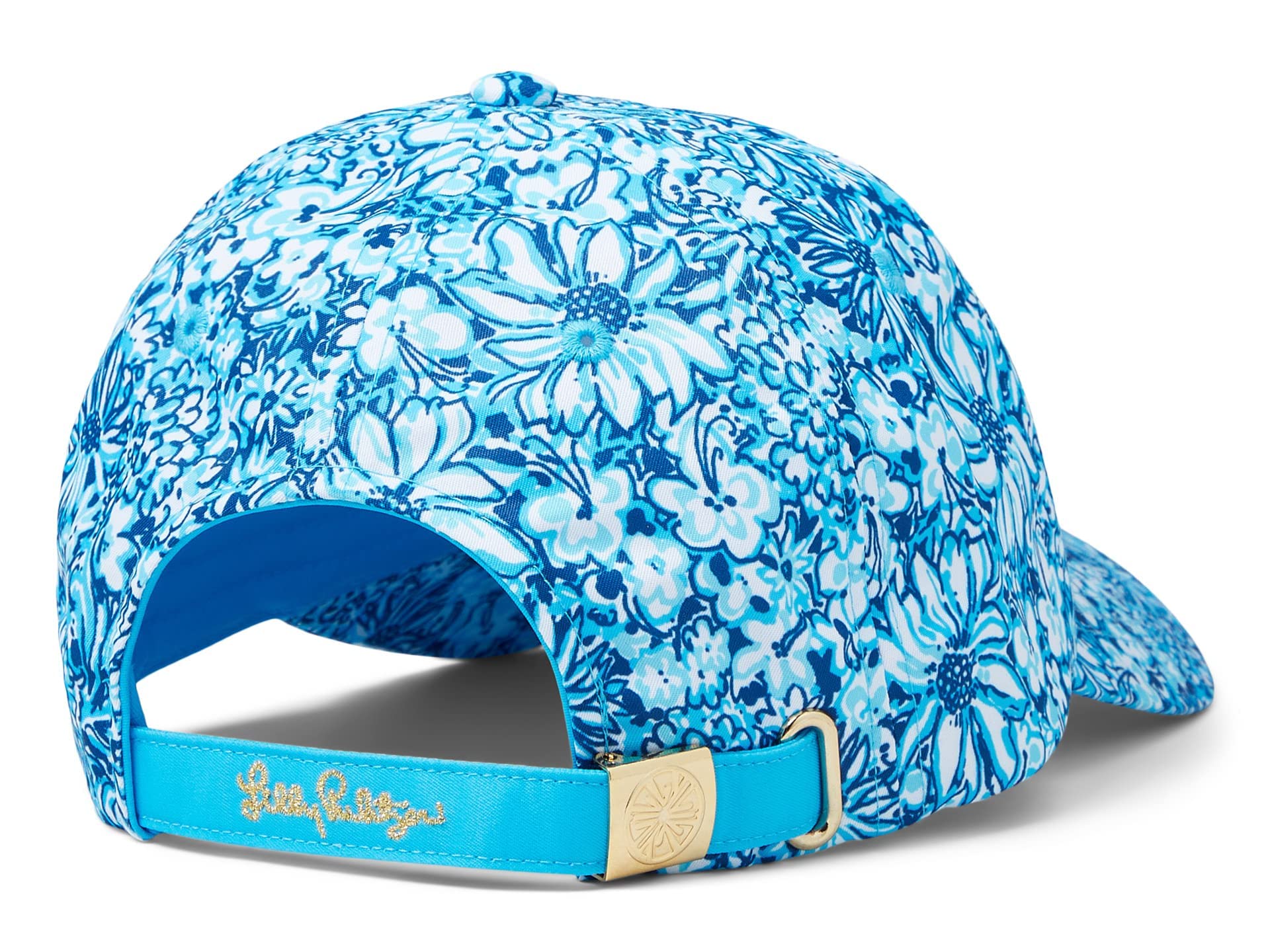 Lilly Pulitzer Run Around Baseball Hat for Women – Adjustable Back-strap – 100% Polyester – All-over Print Cumulus Blue Blooming Together One Size One Size