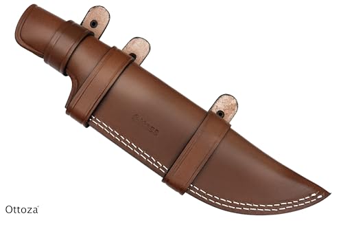 Ottoza Handmade XL Leather Knife Sheath RIGHT HAND Tracker Knife Sheath - Bushcraft Knife Sheath - Hunting Knife Sheath - Survival Knife Sheath Horizontal Carry Dark Brown TOP GRAIN LEATHER No:124