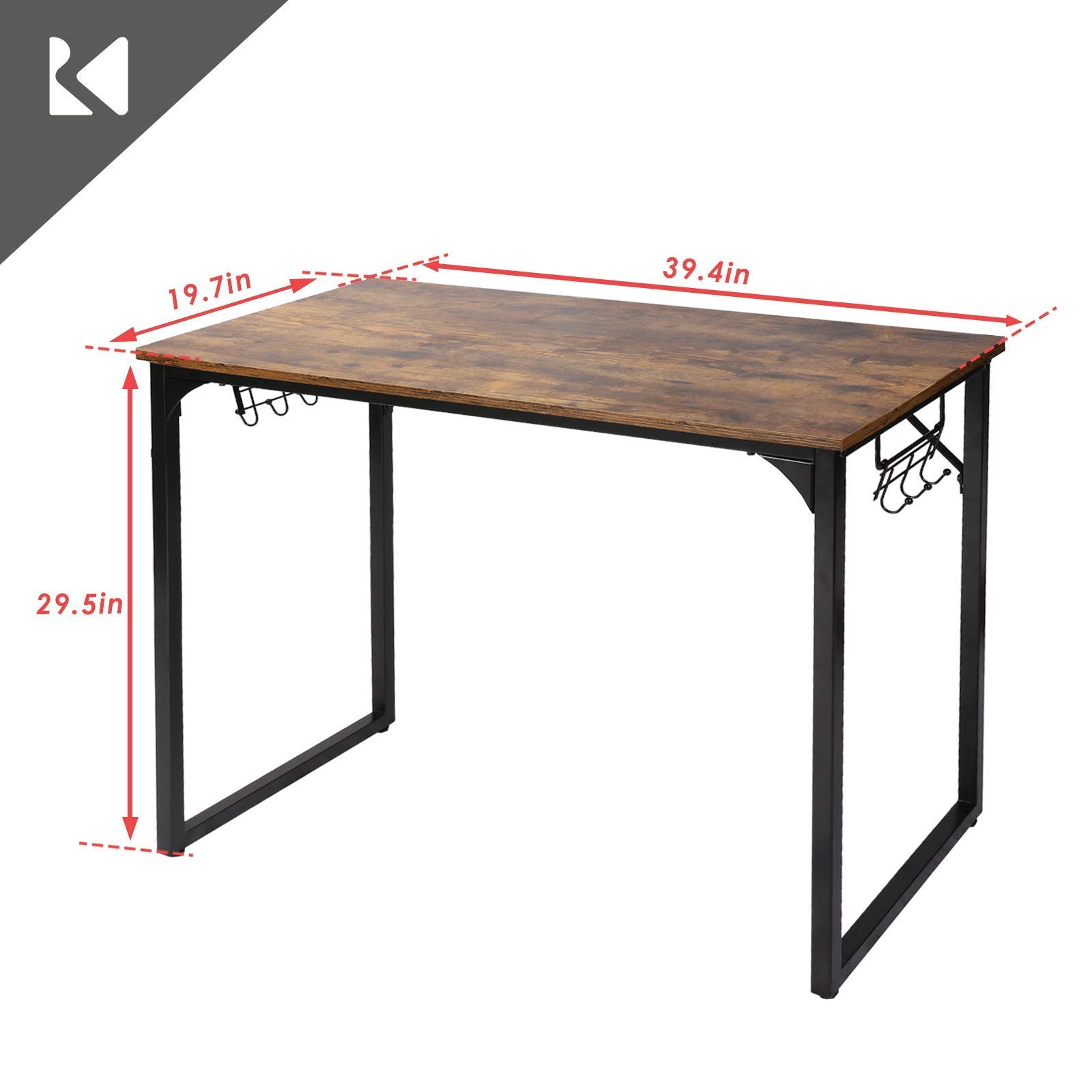 K Knowbody Home Office Desk, 39.4" Computer Desk Small Writing Desk Modern Simple Style Desk Sturdy Work Table for Home Office with Black Metal Frame