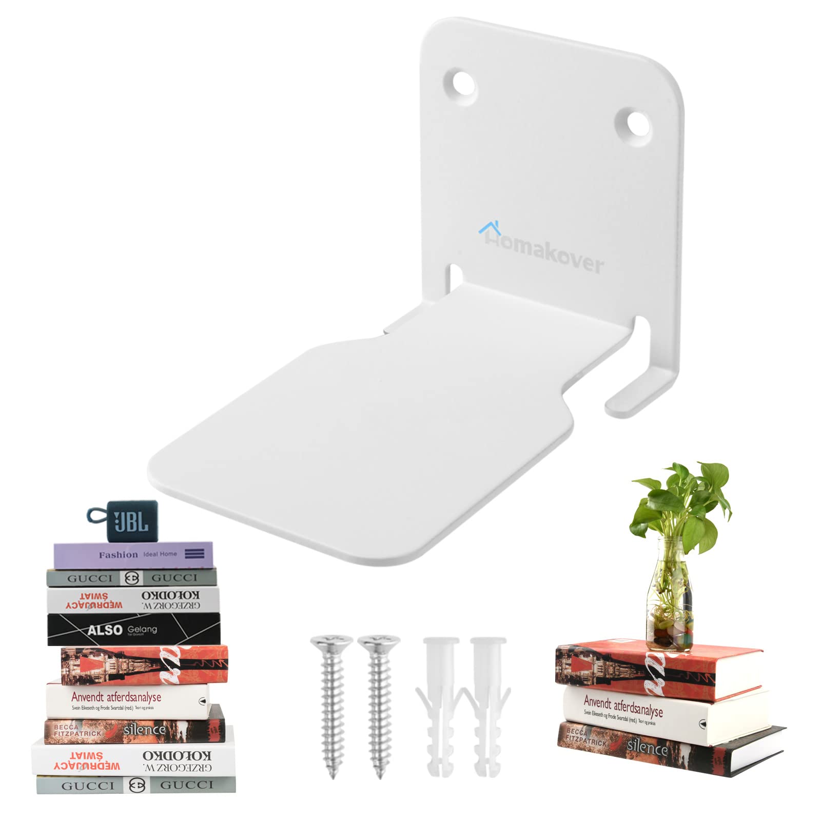 Homakover Floating Bookshelves, Iron Invisible Floating Shelves, Heavy Duty Wall Mounted Book Organizer, Steel Constructed Hidden Bookshelf, Multipurpose Wall Ledge Shelves for Paperback Books