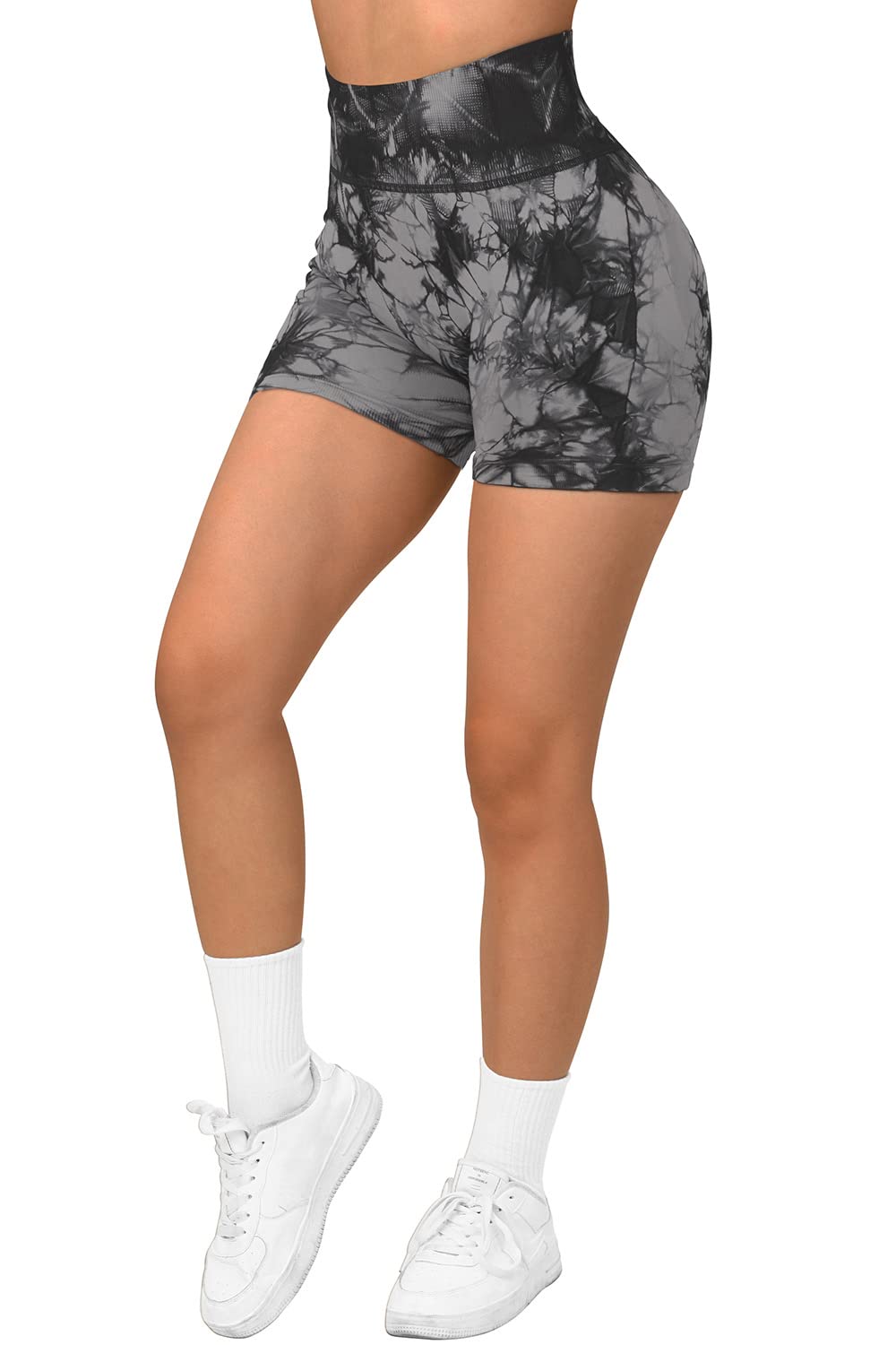 MOOSLOVER Women Seamless Booty Biker Shorts Scrunch Butt Lifting High Waisted Workout Shorts(S,#16 No Scrunch Black-4")