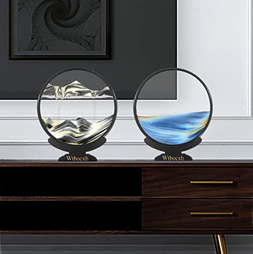 Moving Sand Art Picture Liquid Motion 12'' Home Decor Large Sandscapes 3D Deep Sea Dynamic Sand Painting Ornaments Desktop Decoration for Office, Bedroom