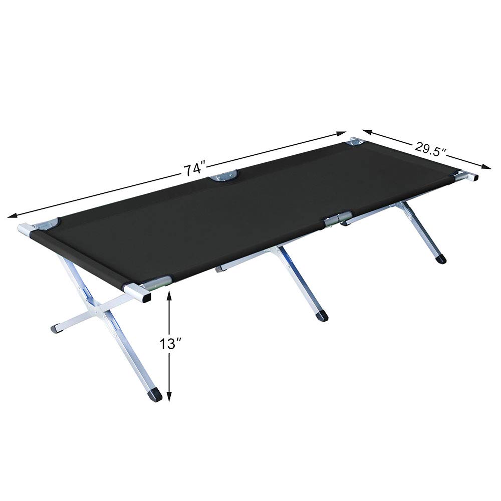 Homevibes Folding Lightweight Bed & Portable Camping Cot with Carry Bag for Adults Hiking Hunting Traveling, Black