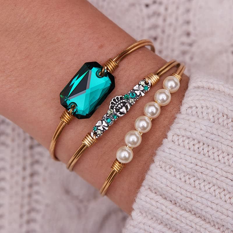 Luca + Danni Emerald Isle Stack (Set of 3) For Women - Silver Tone Regular Size Made in USA