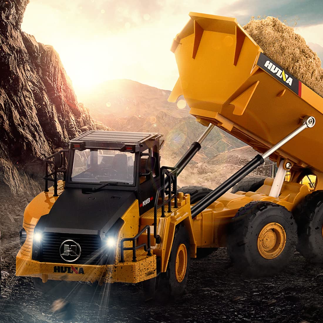 Ottima HUINA 1568 Remote Control Dump Truck, 1/24 Construction Engineering Vehicle Toy Gift for Kids Adults