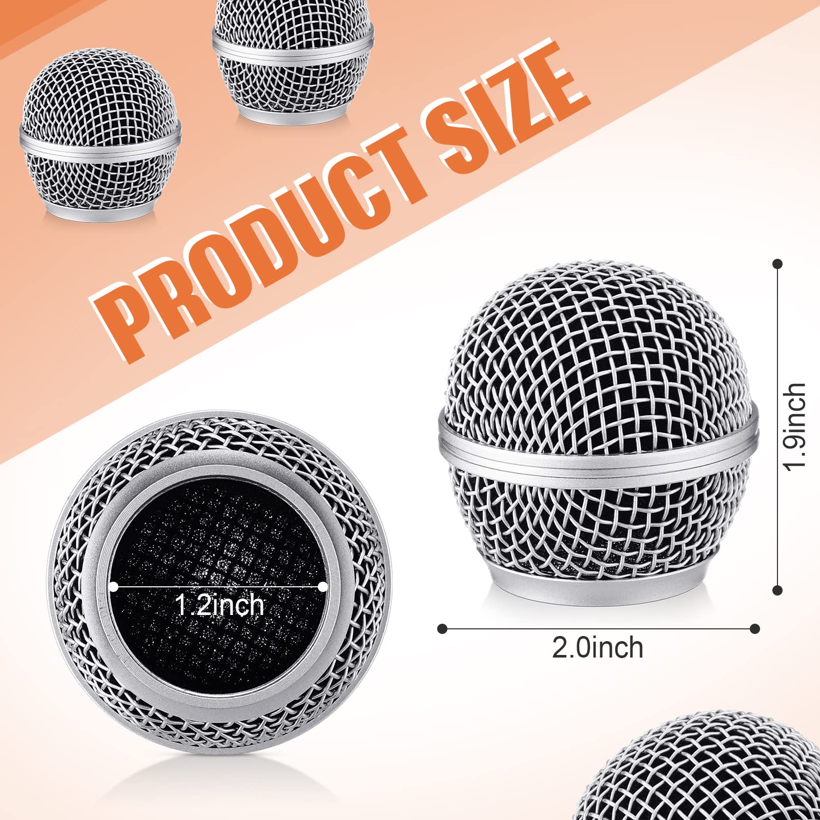 Konohan 8 PCS Microphone Head Replace Microphone Grille Mic Head Microphone Head Replacement Parts Head Mesh Grille Music Recording Equipment Compatible with SM58, SM58LC, SV100, RK143G