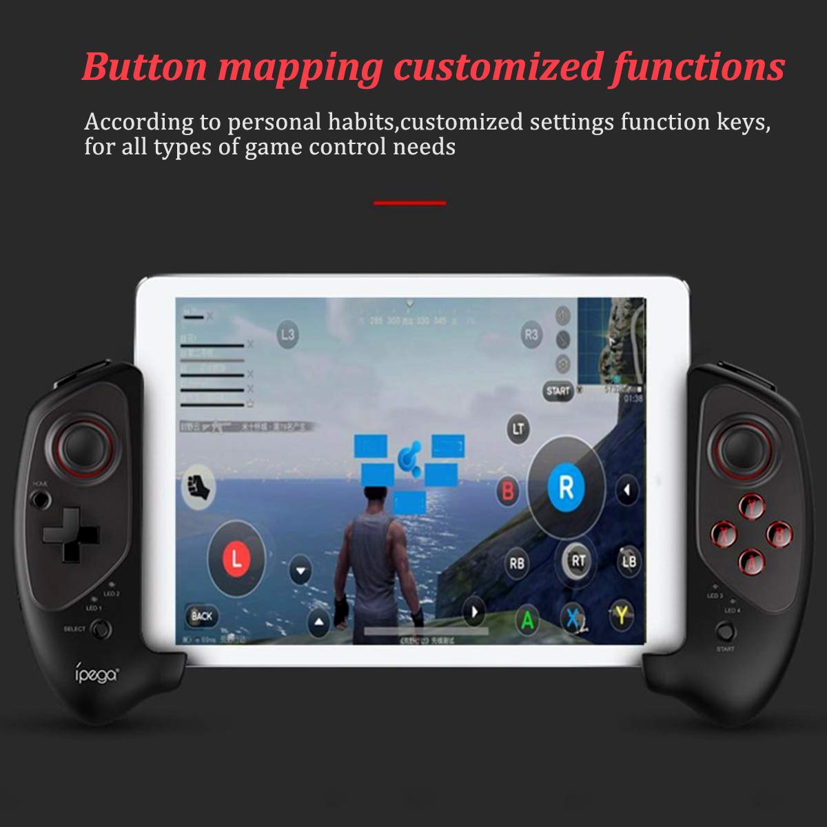 ipega-PG-9083S Mobile Gamepad Wireless 4.0 Controller Gamepad Joystick with 5-10 Inch Telescopic Holder Compatible IPhone8/XR/XS iOS Compatible Android Mobile Phone Tablet
