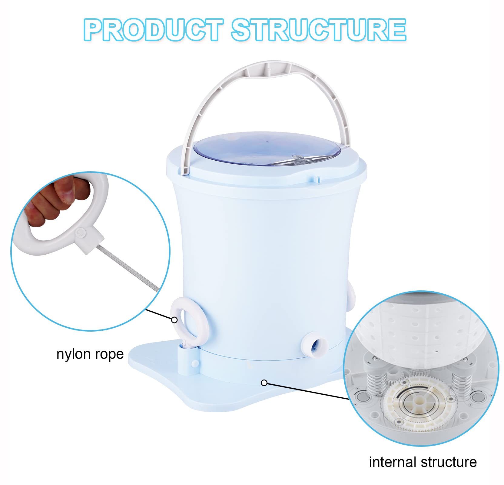 Manual Clothes Dryer Portable Mini Dryer Compact Spin Dryer Non electric Laundry Dryer for RV, Camping, School, Apartment, Dorm (Green)
