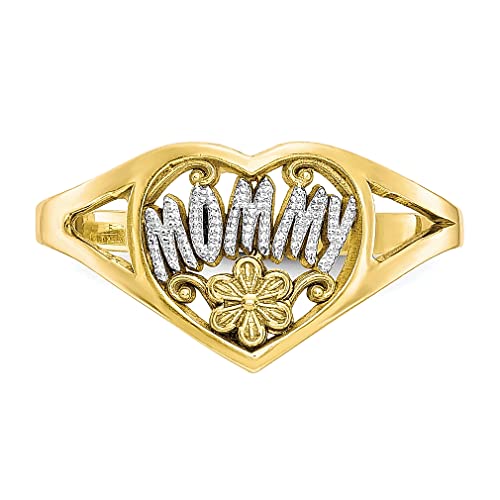IceCarats 10K Yellow Gold Mommy Heart Love Ring Size 7