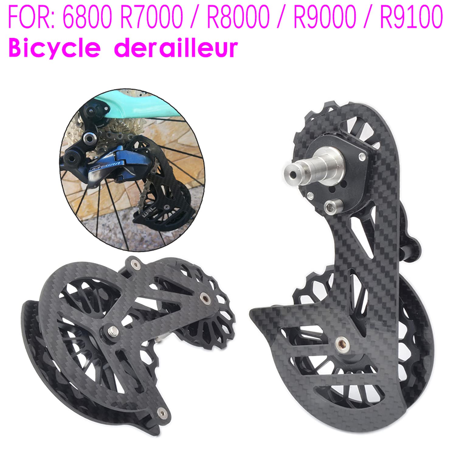 LANXUANR Bicycle Carbon Fiber Ceramic Rear Derailleurs 17T Pulley Guide Wheel,for Shimano SRAM RED Rival Force 10S 11S (SD2 red)