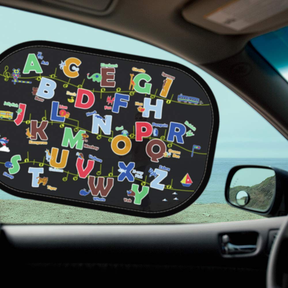 JOYOOSS Car Window Shades for Side Windows, Car Window Shade for Baby with Static-Cling Back 18.5” x 12.6 - Letter & Number (2 Pack)