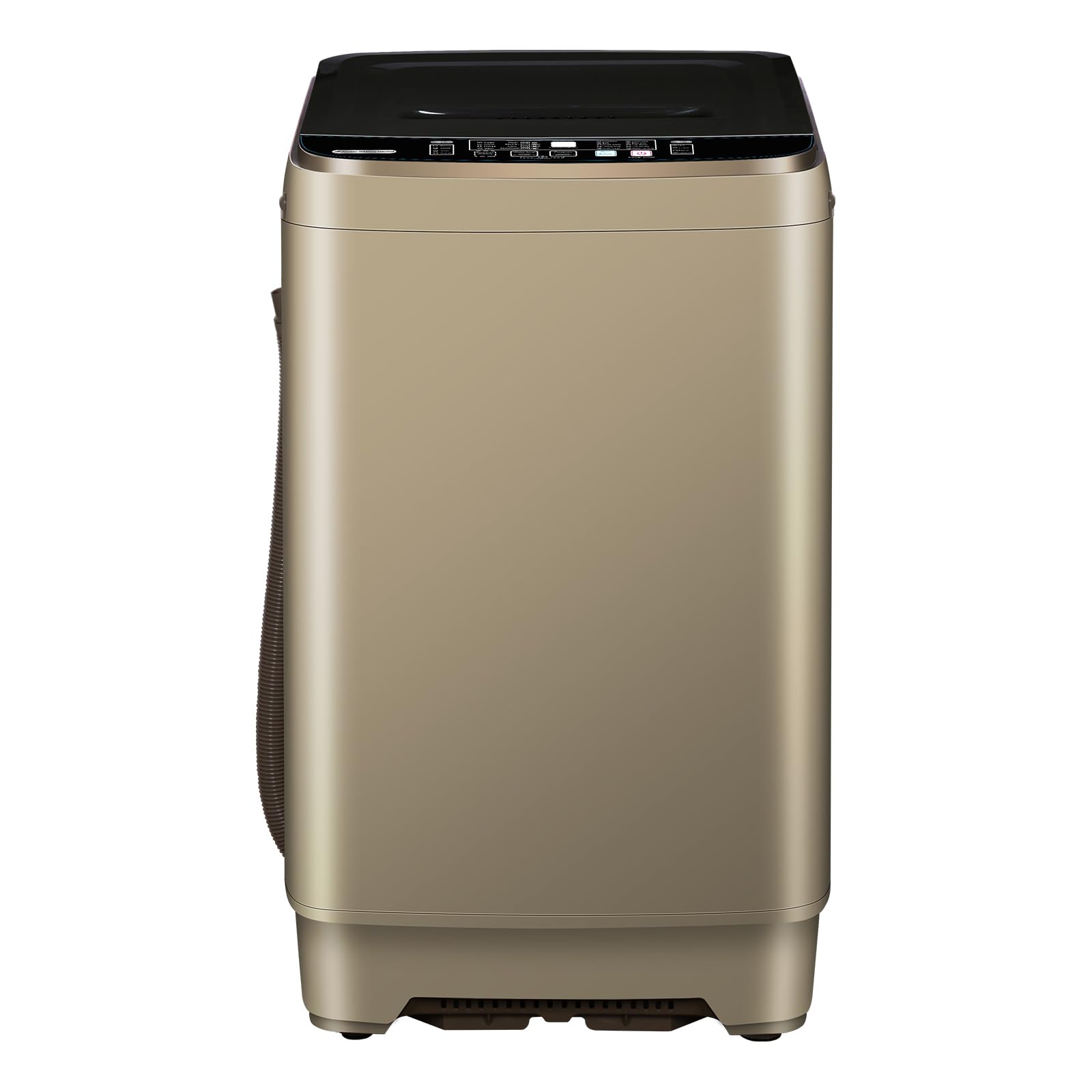 Iorbur Full Automatic Washing Machine, 15.6 lbs Top Load Portable Washer with Drain Pump, LED Display with 10 Programs & 8 Water Levels Selections, Ideal for Apartment, Dorm, RV, Camping, Dark Gold