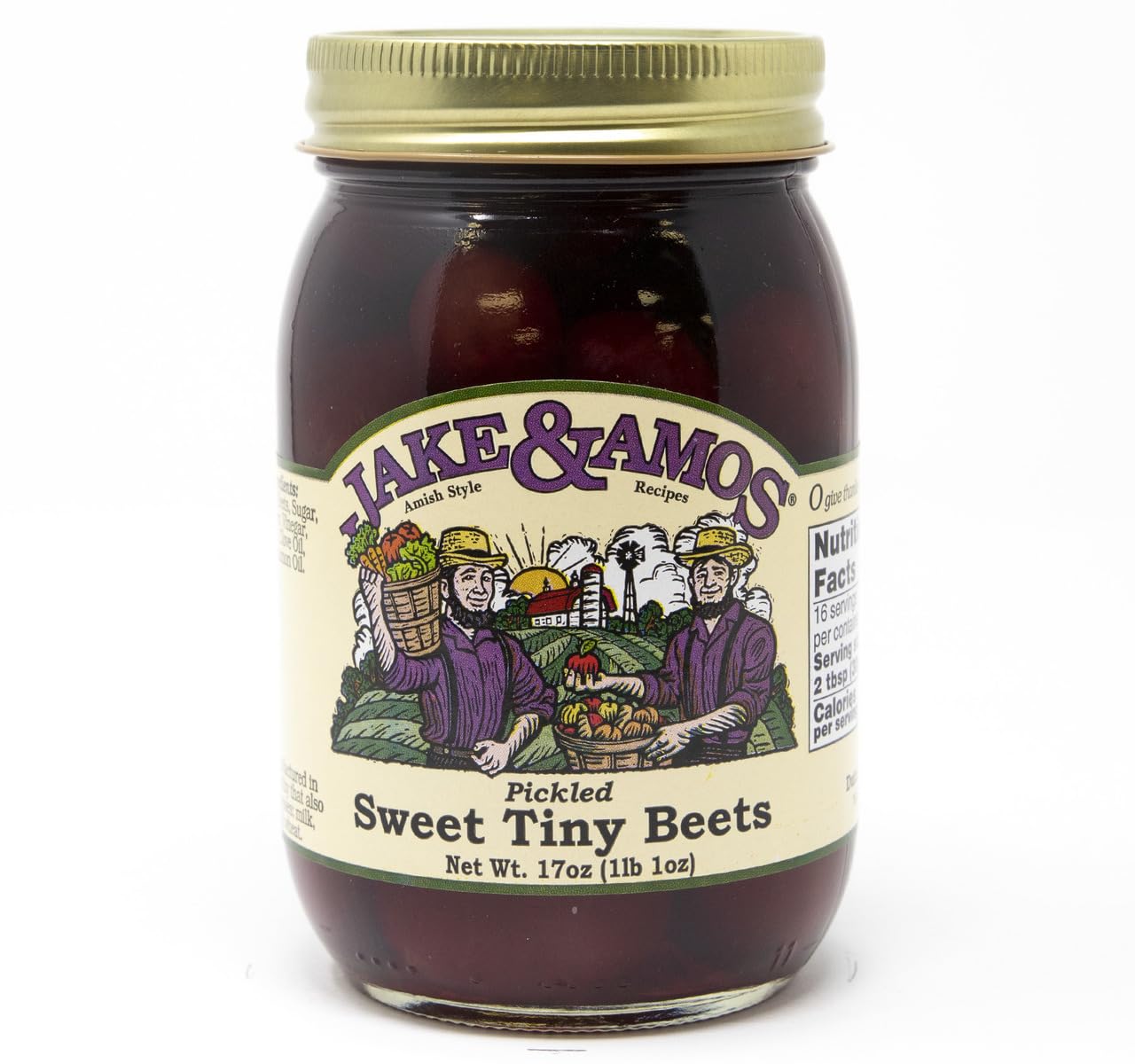 Jake & Amos Jarred Pickled Sweet Tiny Beets- Two 16 oz. Jars