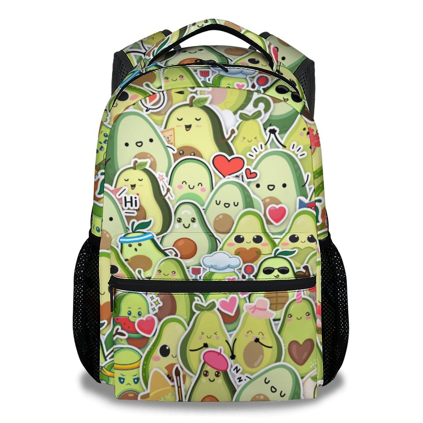 KNOWPHST Avocado Backpacks for Girls, Boys - 16 Inch Funny Backpack for School - Green, Large Capacity, Durable, Lightweight Bookbag for Kids, Travel