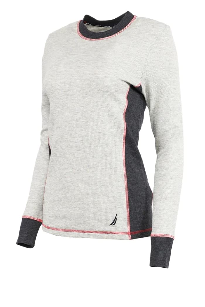 Nautica Women's Long Sleeve Crewneck Base Layer Waffle Thermal Top (Conch, Small)