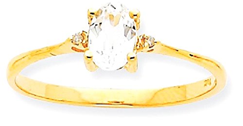 IceCarats 10K Yellow Gold Diamond White Topaz Ring Gemstone Band April Birthstone Jewelry Size 6