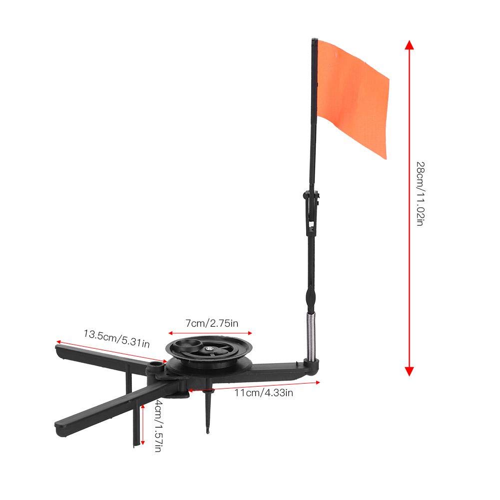 Ice Fishing Rod, Tip-Up Hand Compact Metal Pole Orange Flag for Ice Fishing Angler Tackle