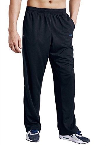 LUWELL PRO Men's Sweatpants with Zipper Pockets Open Bottom Athletic Pants for Jogging, Workout, Gym, Running, Training(0317 BlackGray,M)