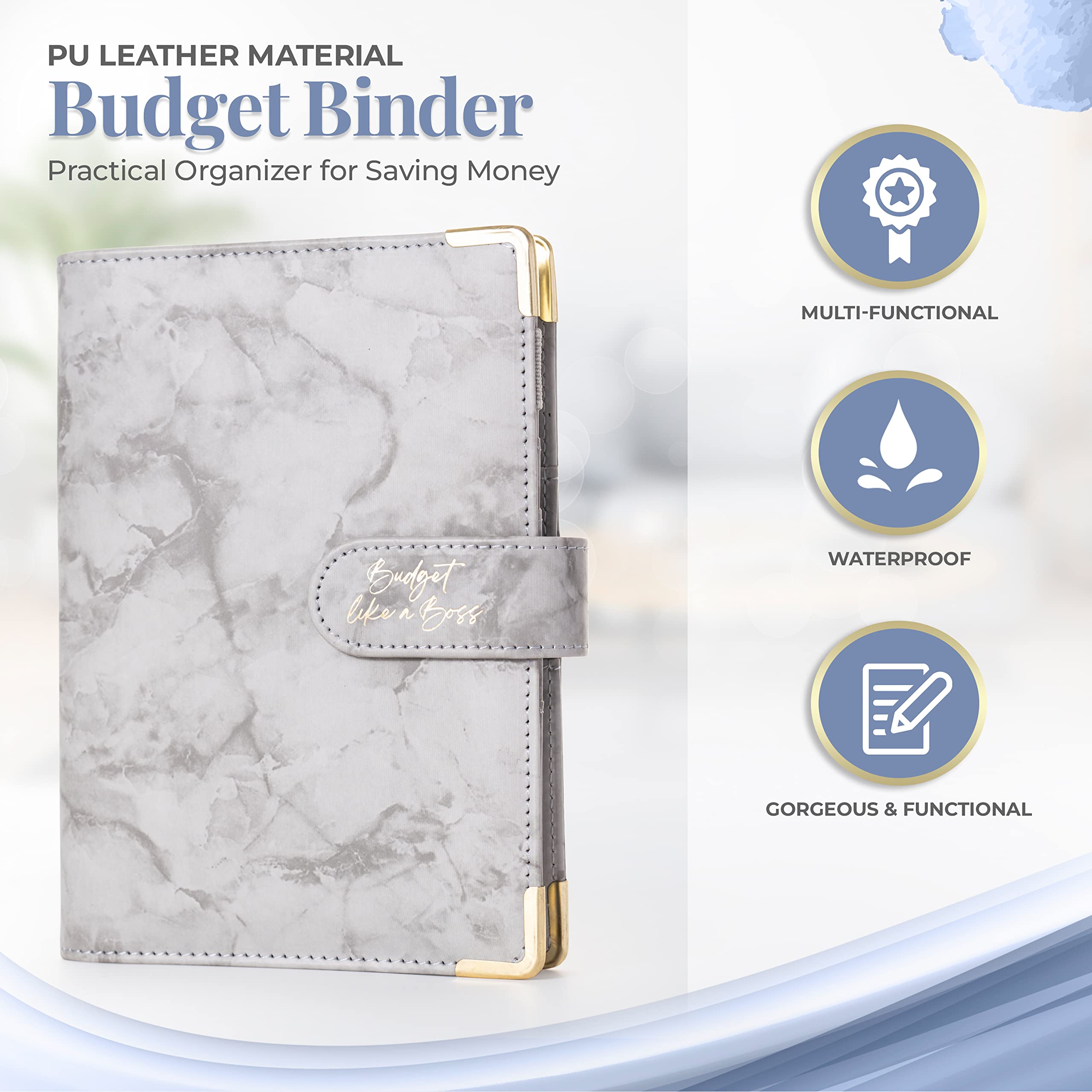 Lumani Budget Binder with Cash Envelopes & Label Stickers – Cash Envelope Wallet Money Organizer for Cash - A6 Binder Budgeting System – Financial Envelope Money Saving Binder 26 Pcs