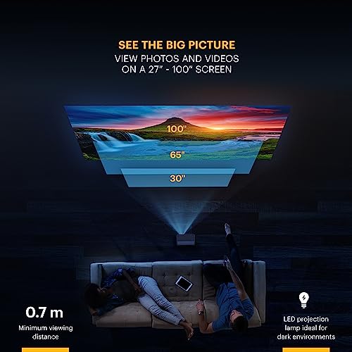 KODAK FLIK X1 Mini Pico Projector | Portable Compact 100β Projector with Remote Control & 2W Speakers Plays Movies, TV Shows & Games | Compatible with HDMI, USB, AV, Smartphone, Firestick Black