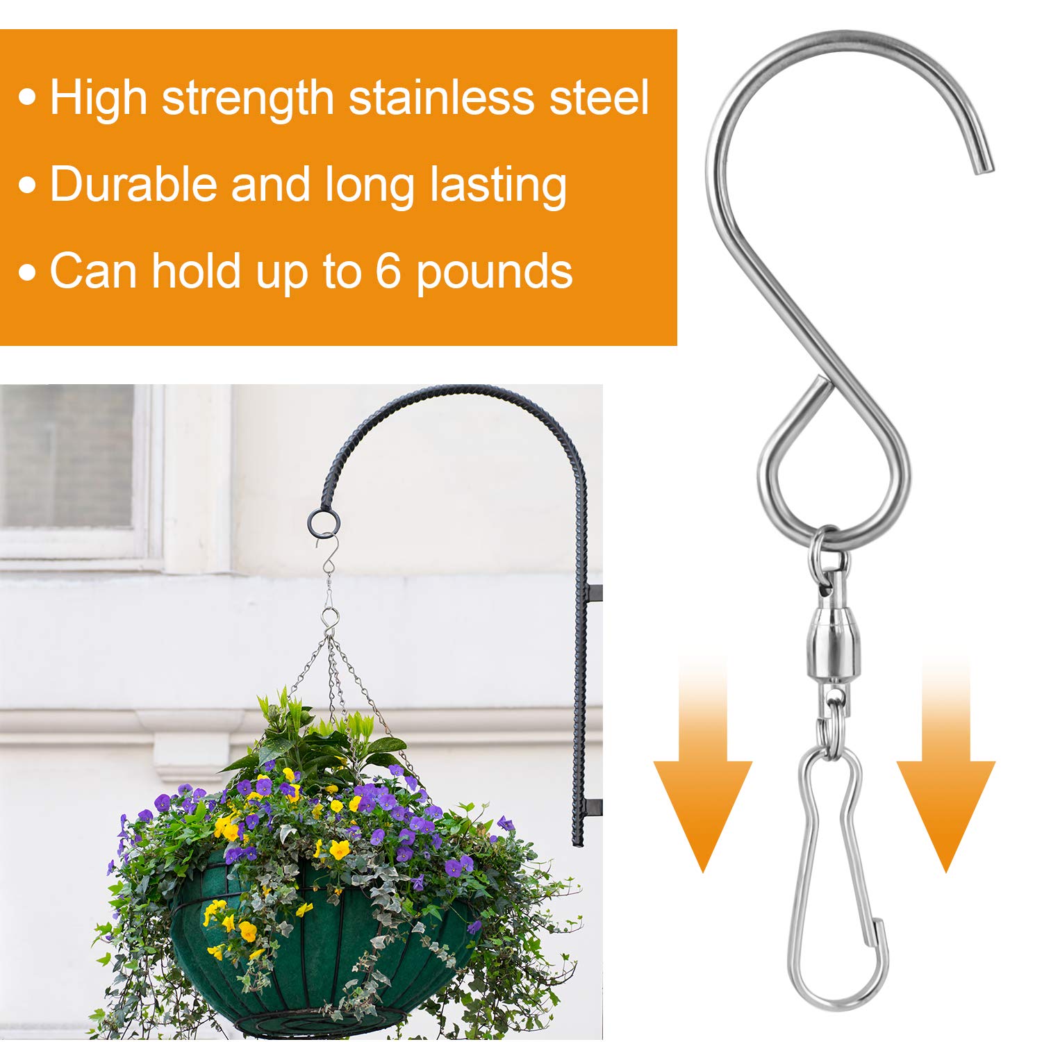 KUUQA 20 Pack Swivel Hooks Clips Wind Spinner S Hook Clips Hanging Wind Chimes Crystal Twisters Party Supplies (Silver)