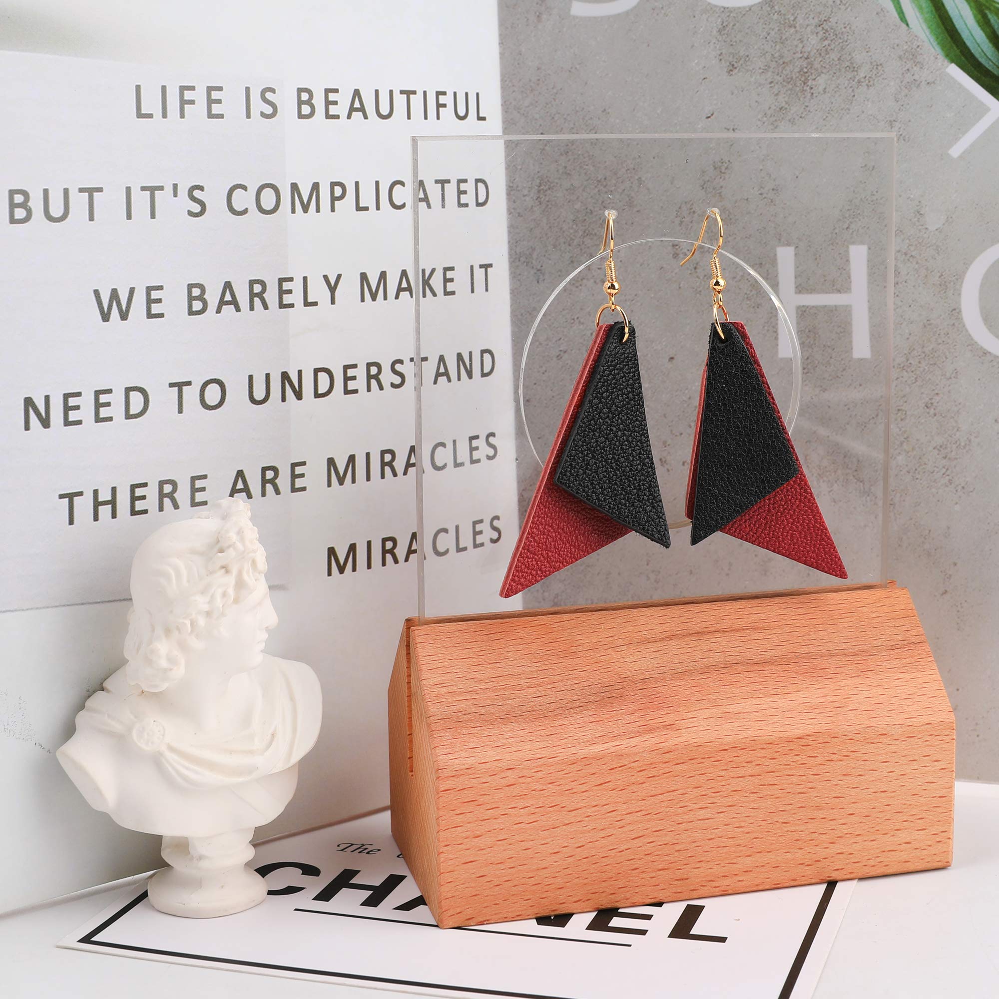 Jagucho Leather Earrings Dangle for Women, Lightweight Hoop Earrings Drop