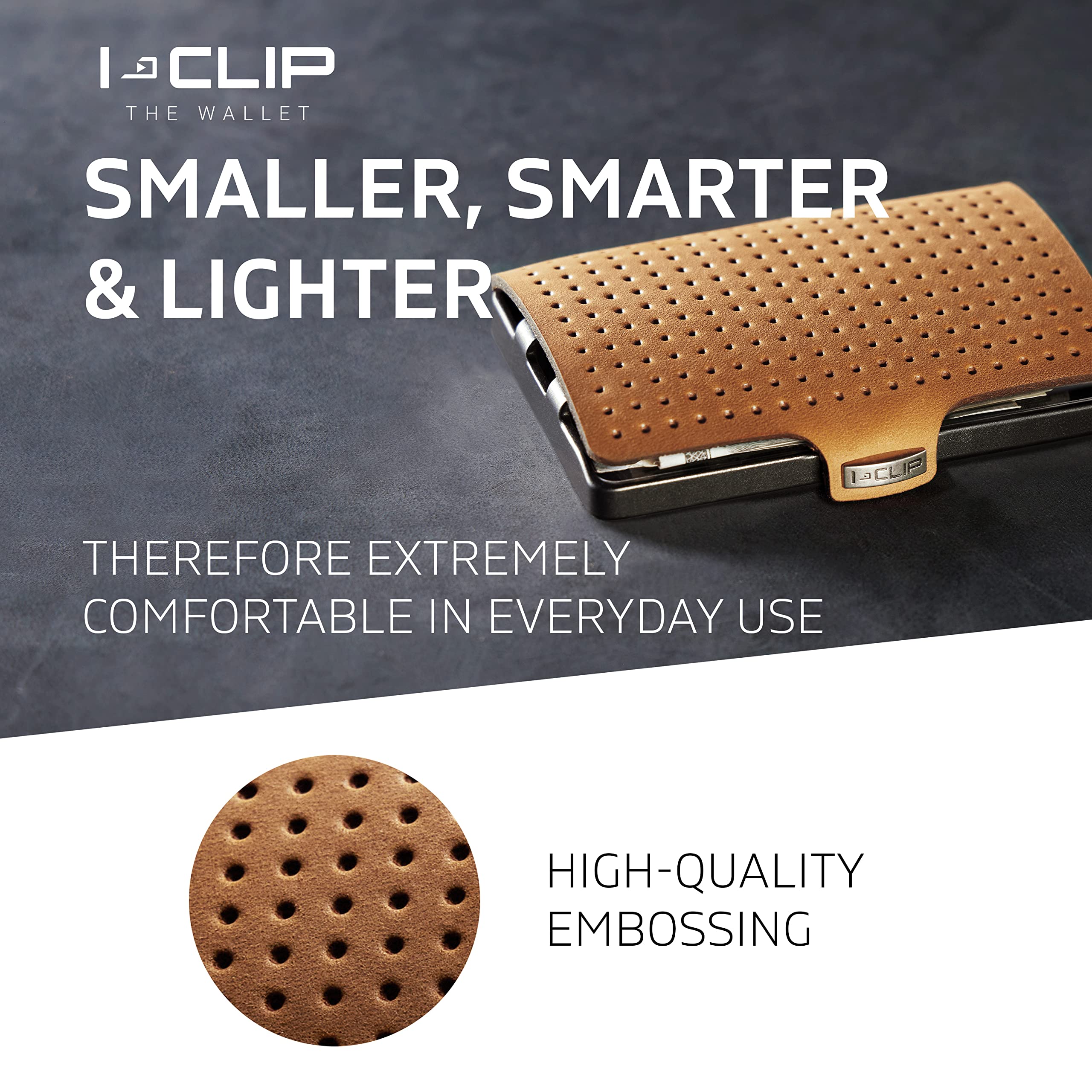 I-CLIP Original Mini Wallet with Moneyclip - Slim Wallet - Leather Wallet - Premium Wallet - Cardholder- AdvantageR Silver Black