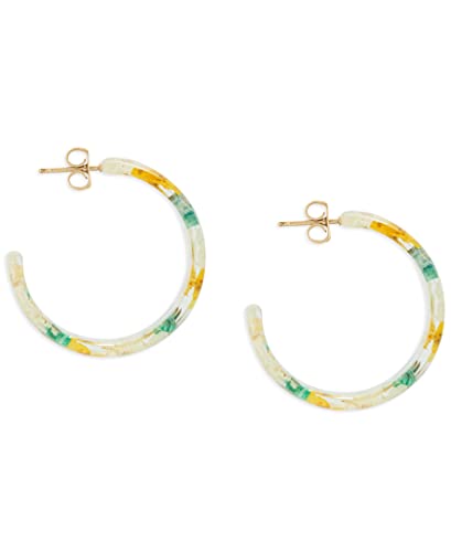 Lucky Brand Dried Flower Hoop Earrings, Gold, One Size