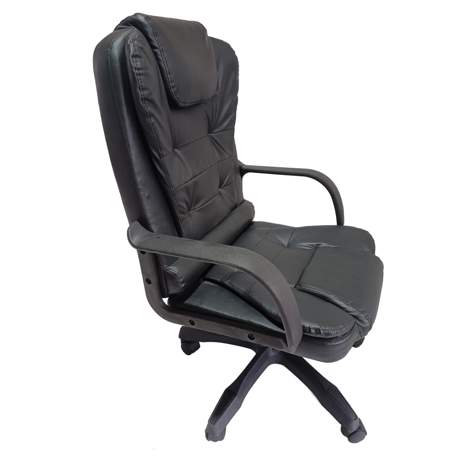 Home Office Chair, Computer Gaming Chair, Ergonomic Chair with Lumbar Support and Headrest, Adjustable Height Executive Leather Chair with Armrest, Swivel Task Chair (Black)