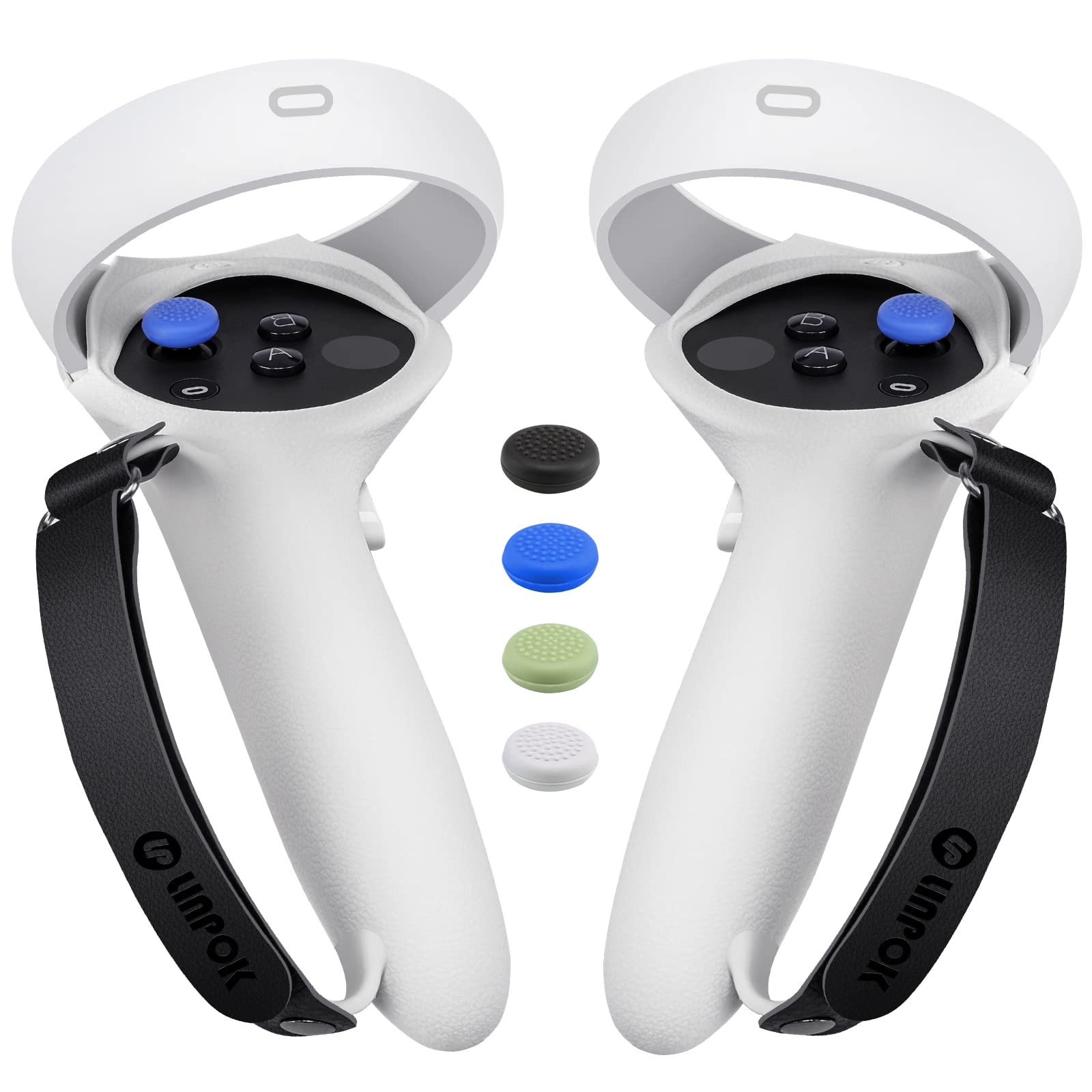 LINPOK Controller Grip Cover Compatible with Oculus/Meta Quest 2 Accessories, Adjustable with Knuckle Straps, Anti-Throw Handle Protector for Controller, Suitable for Large Hands