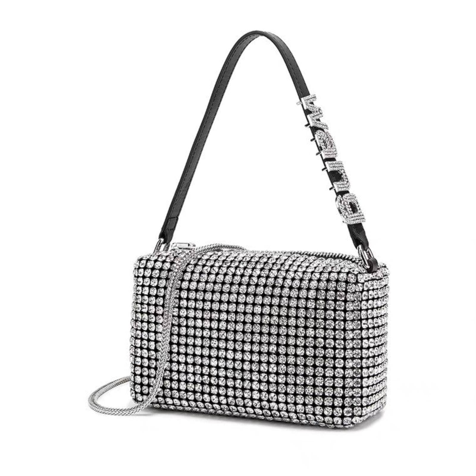 MBETA Rhinestone Bag Women's high-Grade Genuine Leather Chain Hand-held Underarm Bag