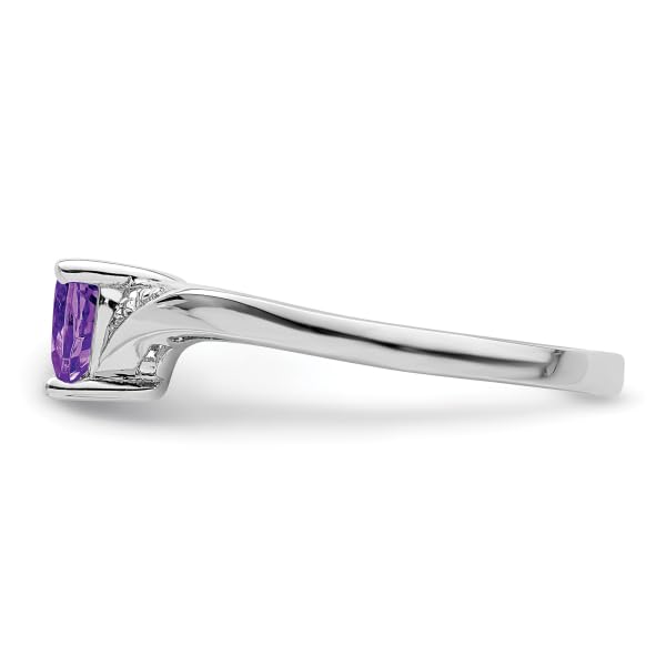IceCarats 925 Sterling Silver Purple Amethyst Diamond Heart Ring Gemstone Love Band Size 7.00